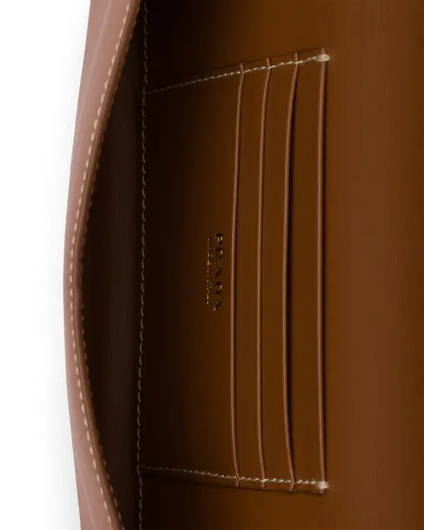 Prada Leather Wallet With Shoulder Strap - Cognac