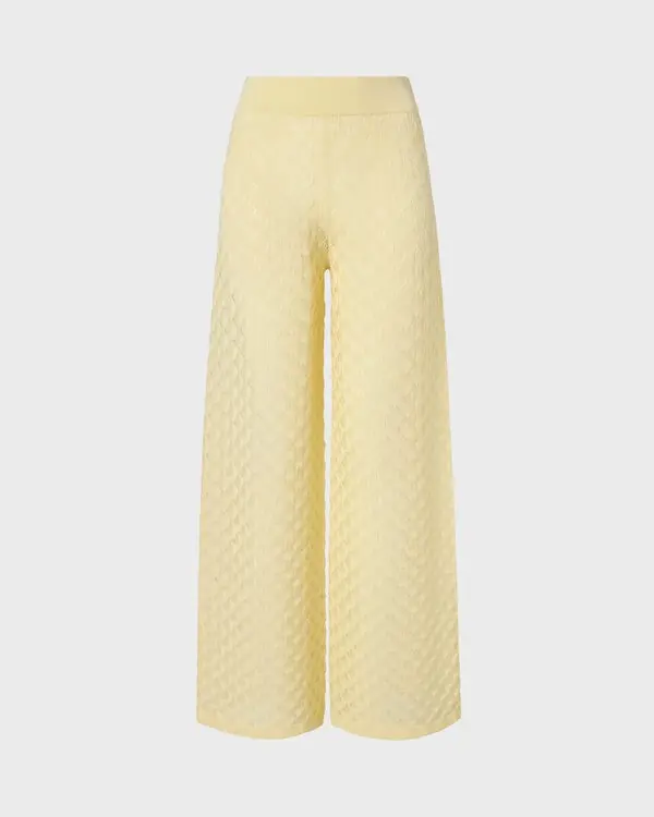 MALINA Alissa Knitted Wide-leg Pants - Light Yellow