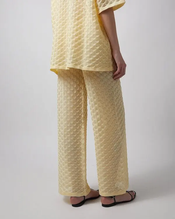 MALINA Alissa Knitted Wide-leg Pants - Light Yellow