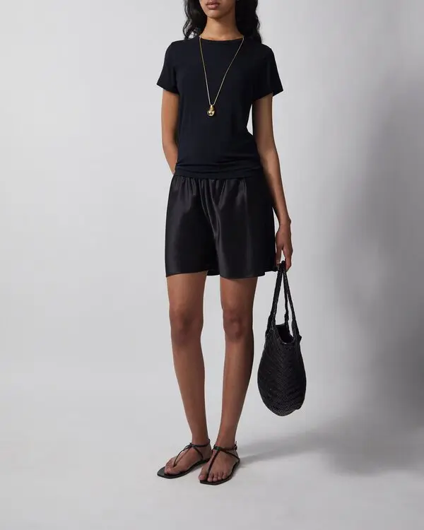 ALMADA Label Wide-leg Satin Shorts