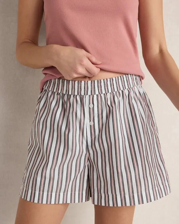 HAVEN WELL WITHIN Organic Cotton Poplin Boxer Shorts - Deep Willow Multicolor