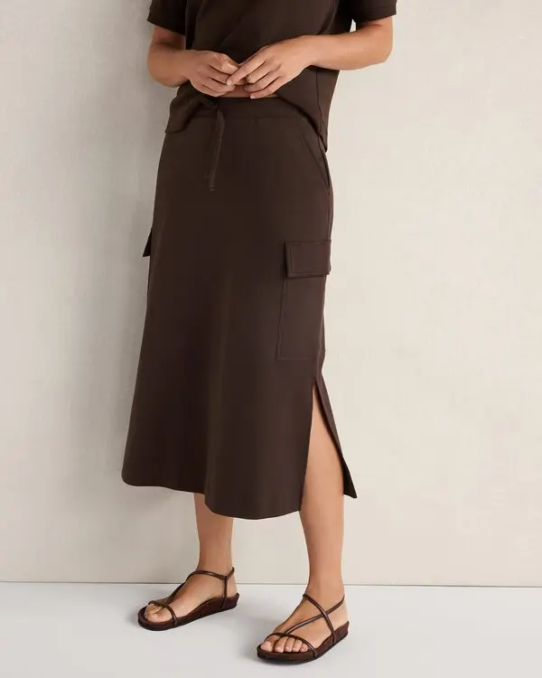 HAVEN WELL WITHIN Organic Cotton Interlock Cargo Midi Skirt