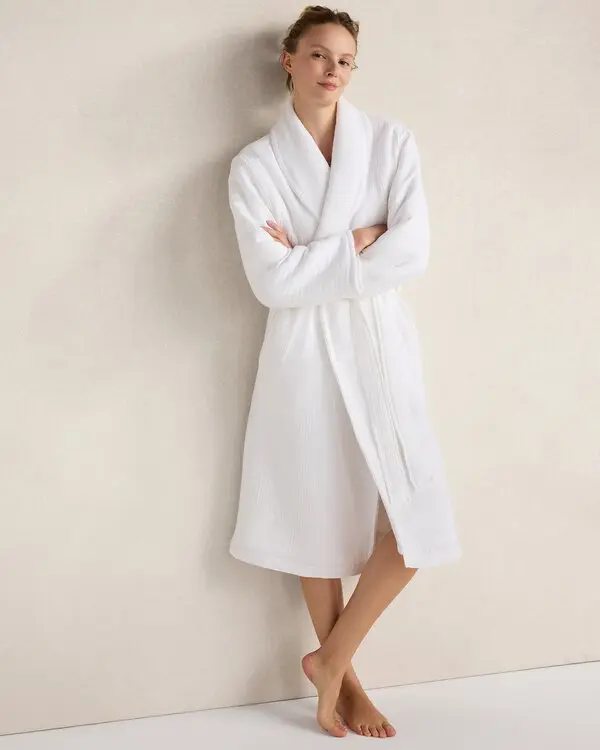 HAVEN WELL WITHIN Cotton Gauze Plush Robe - White