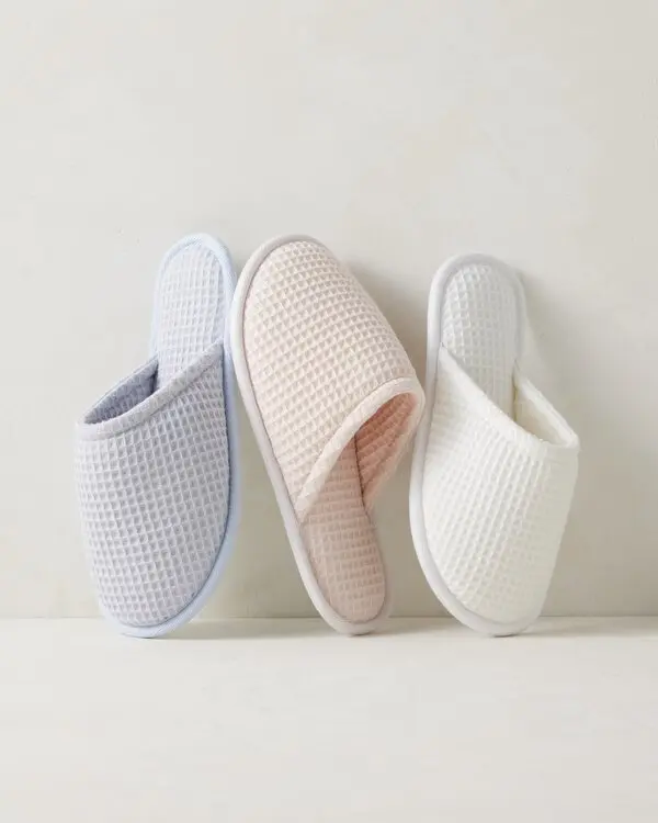HAVEN WELL WITHIN Organic Cotton Terry Waffle Slippers - Sand
