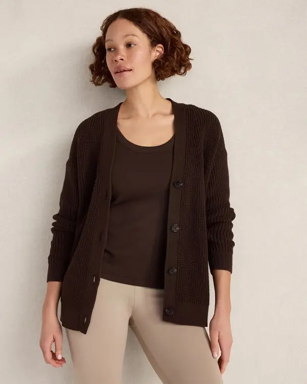 HAVEN WELL WITHIN Organic Cotton Cardigan - Coffee Bean