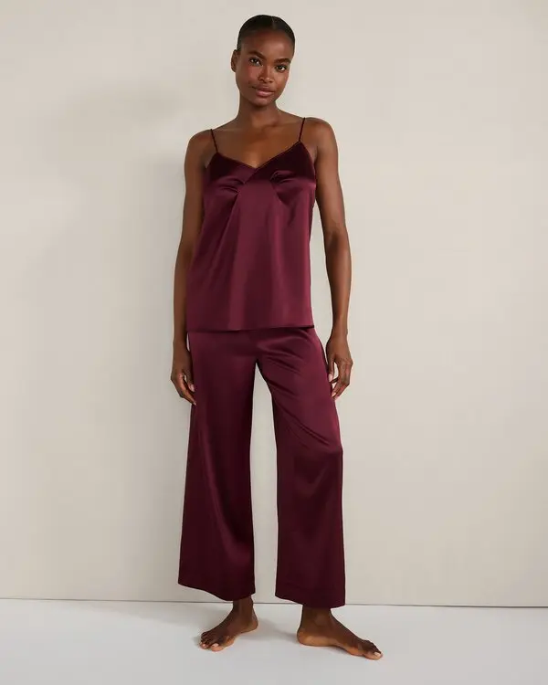 HAVEN WELL WITHIN Washable Silk Sleep Pants - Burgundy Berry