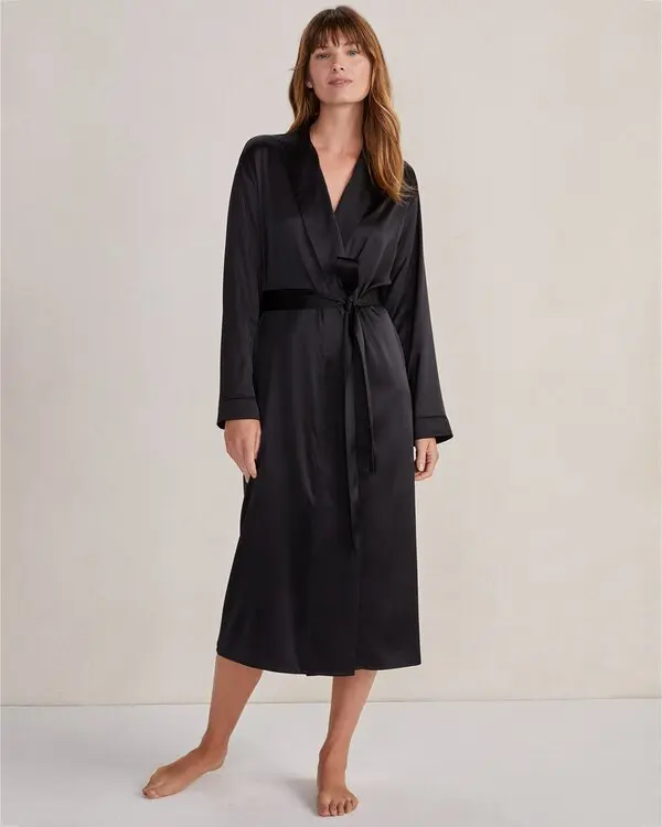 HAVEN WELL WITHIN Washable Silk Robe - Black