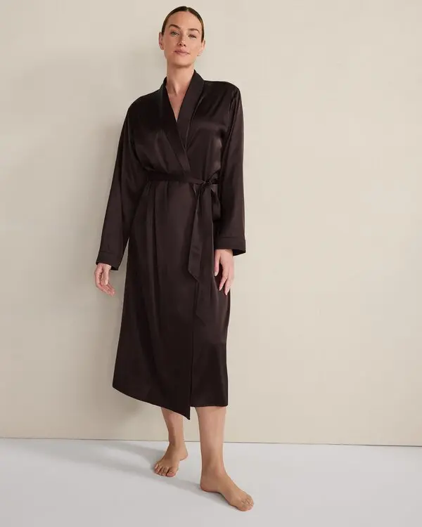 HAVEN WELL WITHIN Washable Silk Robe - Blackcurrant