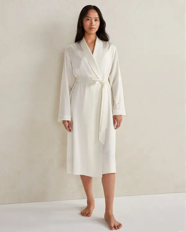 HAVEN WELL WITHIN Washable Silk Robe - Ivory