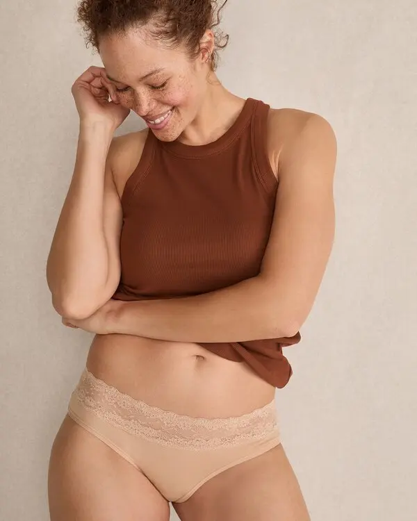 HAVEN WELL WITHIN Cotton Bikini With Lace Waist - Cafe Mocha