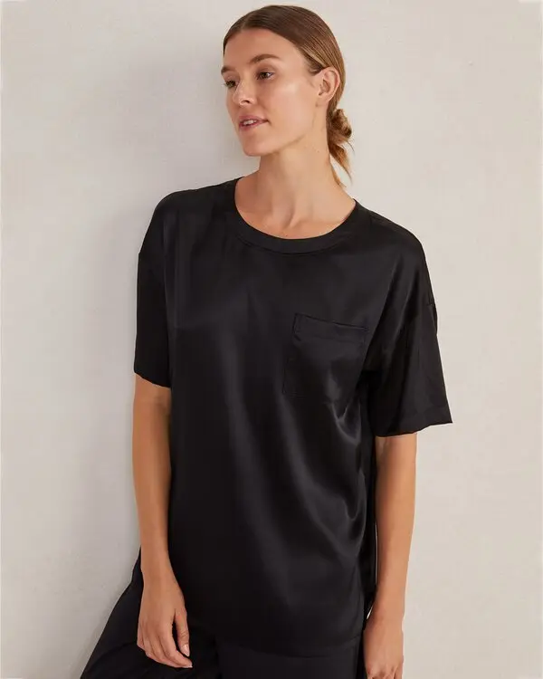 HAVEN WELL WITHIN Washable Silk Sleep Top - Black