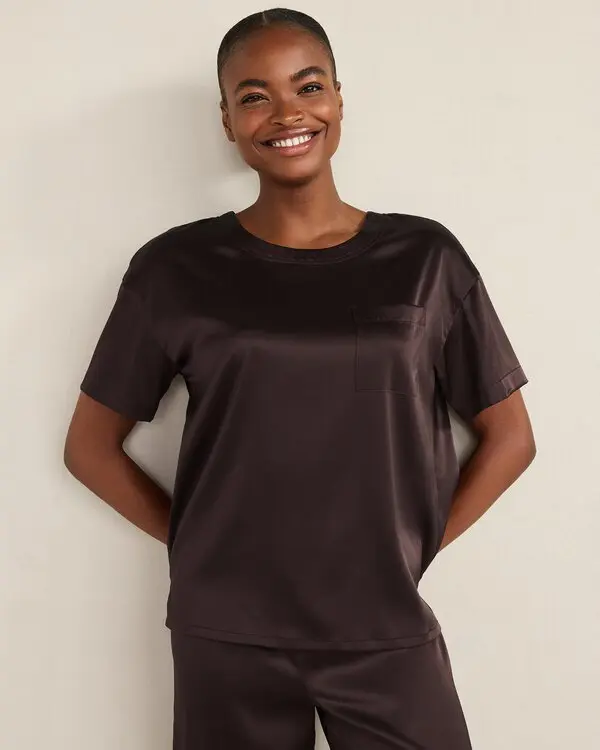 HAVEN WELL WITHIN Washable Silk Sleep Top - Blackcurrant