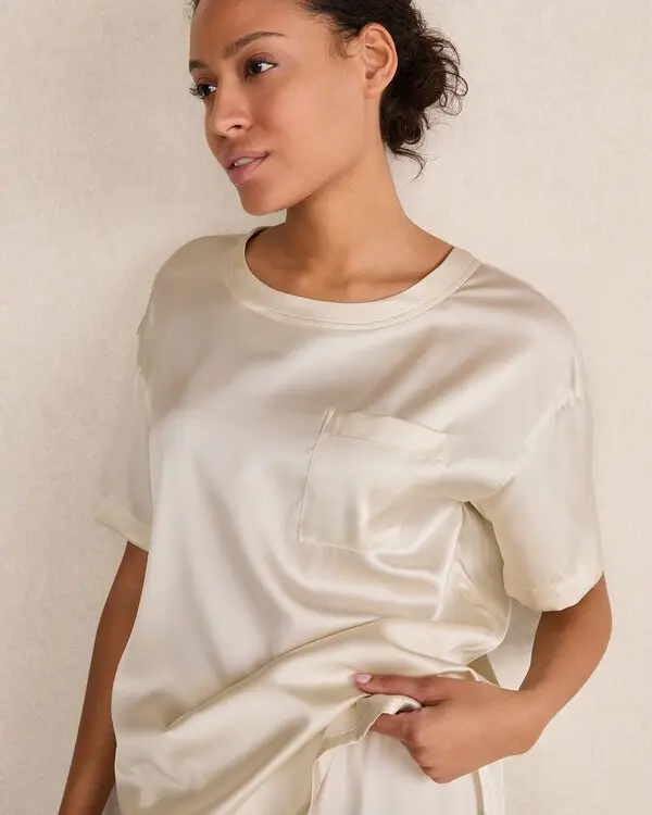 HAVEN WELL WITHIN Washable Silk Sleep Top - Navy