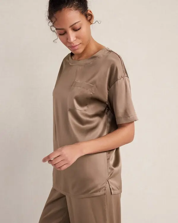 HAVEN WELL WITHIN Washable Silk Sleep Top - Navy