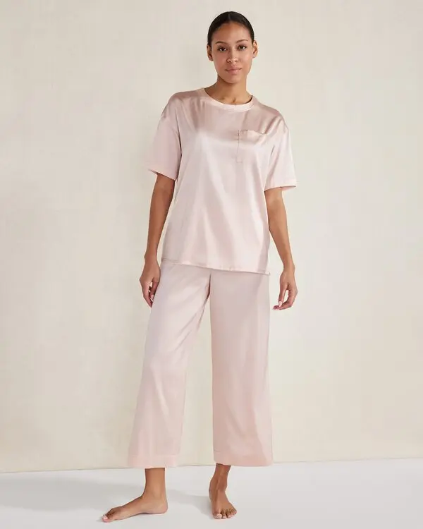 HAVEN WELL WITHIN Washable Silk Sleep Top - Navy