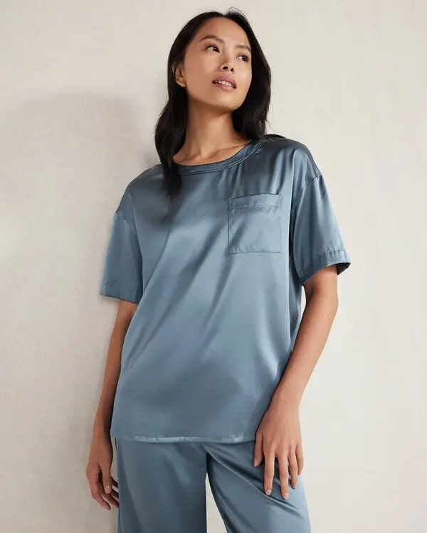 HAVEN WELL WITHIN Washable Silk Sleep Top - Sea
