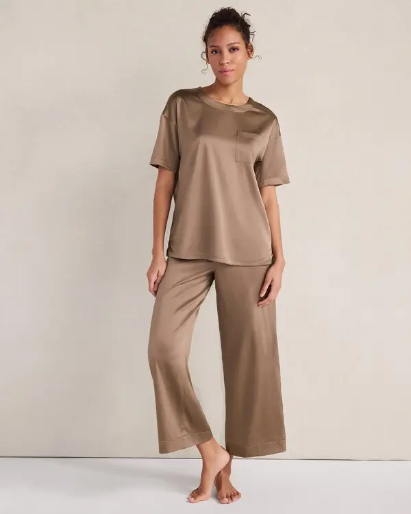 HAVEN WELL WITHIN Washable Silk Sleep Top - Sugar Chestnut