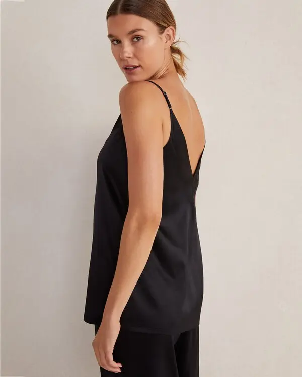 HAVEN WELL WITHIN Washable Silk Double V Sleep Camisole - Black