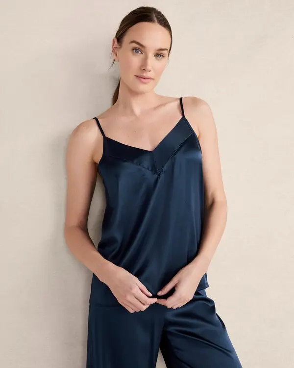 HAVEN WELL WITHIN Washable Silk Double V Sleep Camisole - Navy