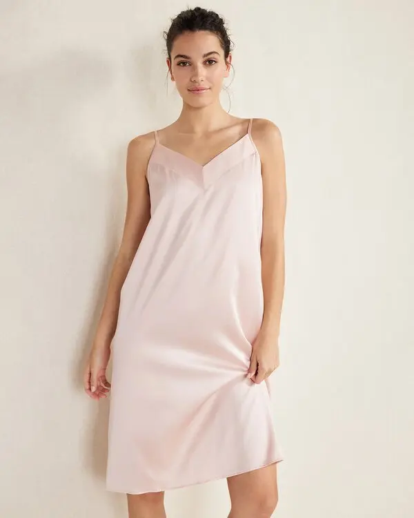 HAVEN WELL WITHIN Washable Silk Double V Chemise - Sepia Rose