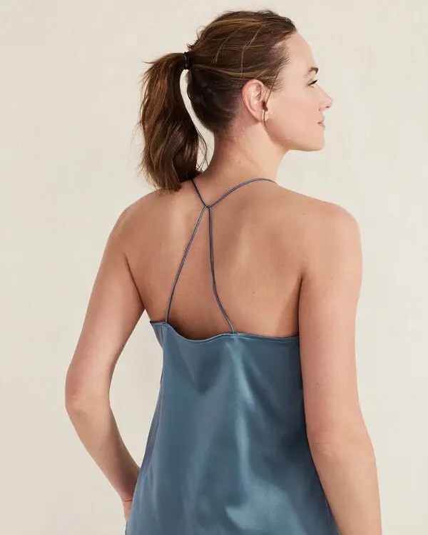HAVEN WELL WITHIN Washable Silk Camisole With Criss-cross Back - True Navy