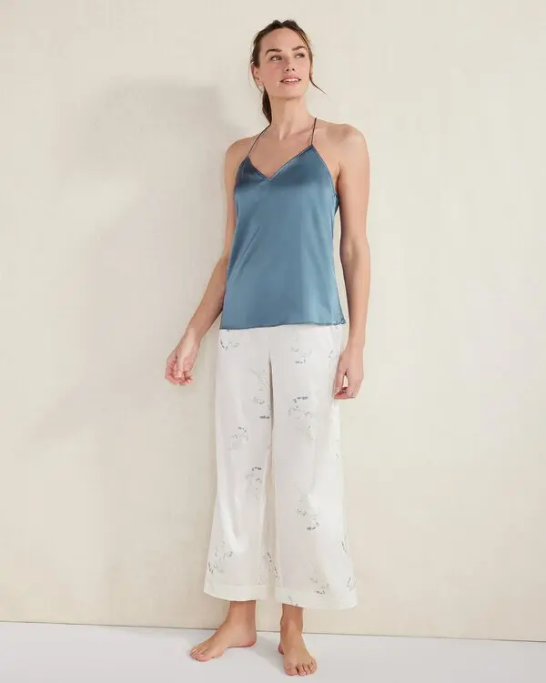 HAVEN WELL WITHIN Washable Silk Camisole With Criss-cross Back - True Navy