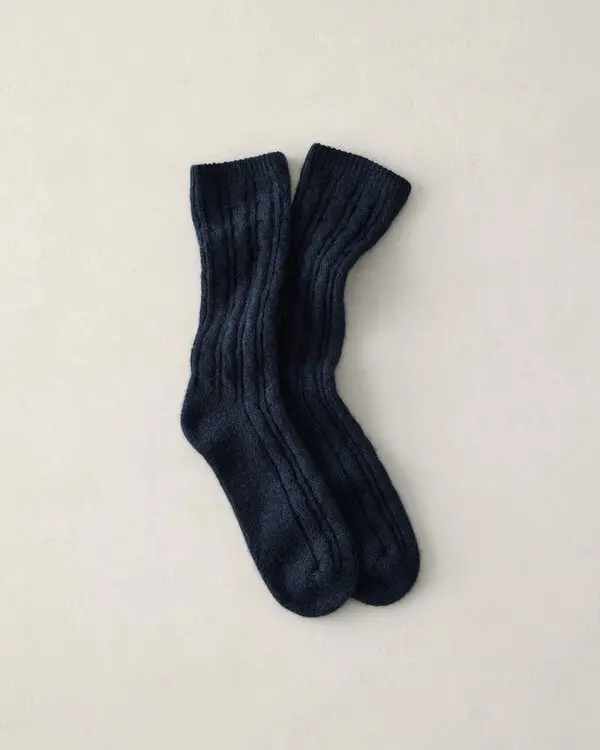 HAVEN WELL WITHIN Cashmere Blend Cable Knit Socks - Nightfall