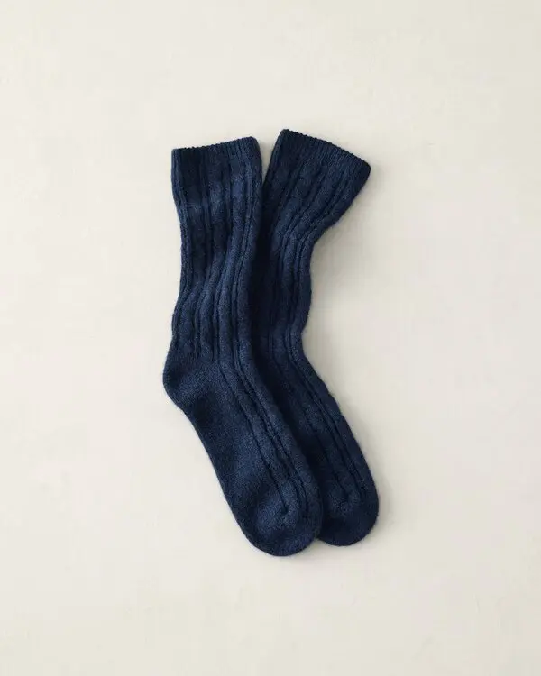 HAVEN WELL WITHIN Cashmere Blend Cable Knit Socks - Twilight