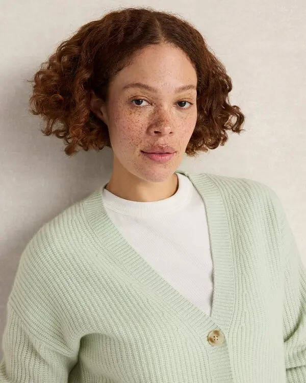 HAVEN WELL WITHIN Cashmere Shaker Stitch Cardigan - Coffee Bean