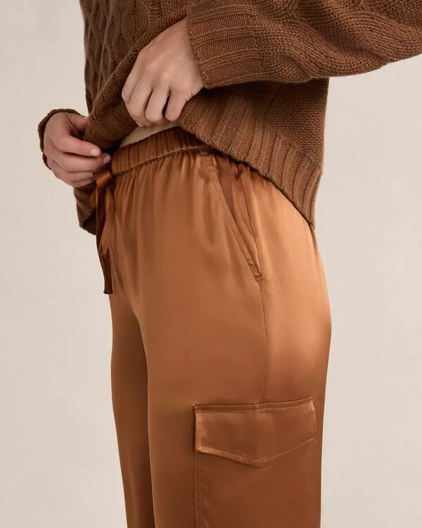 HAVEN WELL WITHIN Washable Silk Drawstring Cargo Joggers