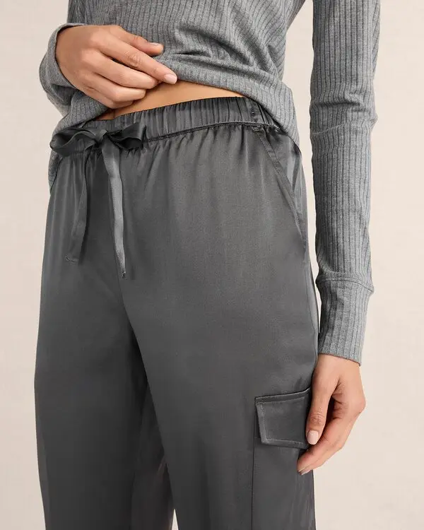 HAVEN WELL WITHIN Washable Silk Drawstring Cargo Joggers