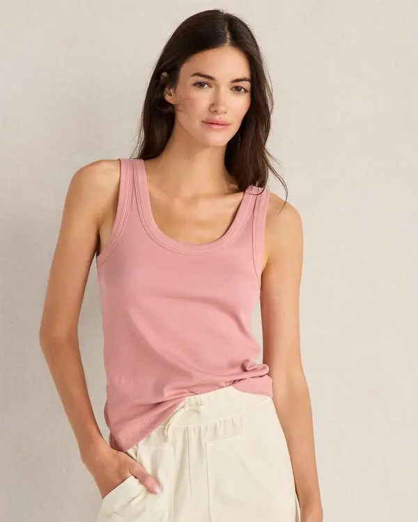 HAVEN WELL WITHIN Organic Cotton Scoop Neck Tank Top - Ash Rose
