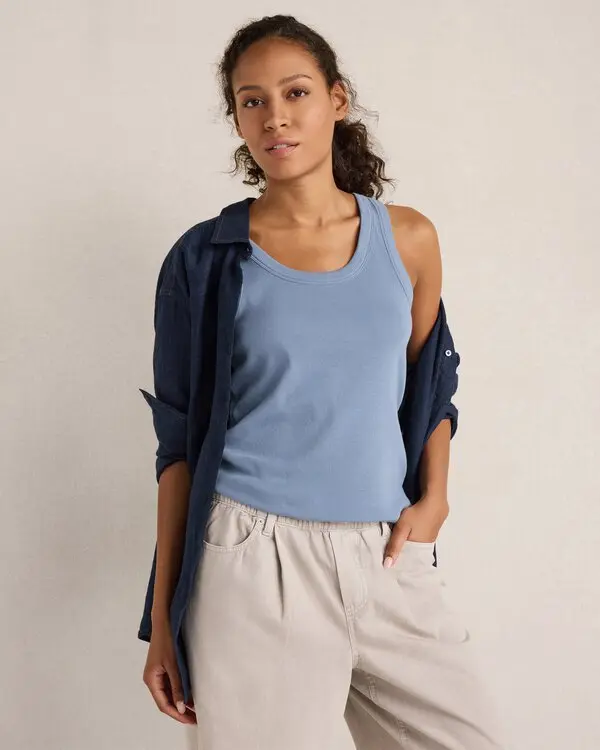 HAVEN WELL WITHIN Organic Cotton Scoop Neck Tank Top - River