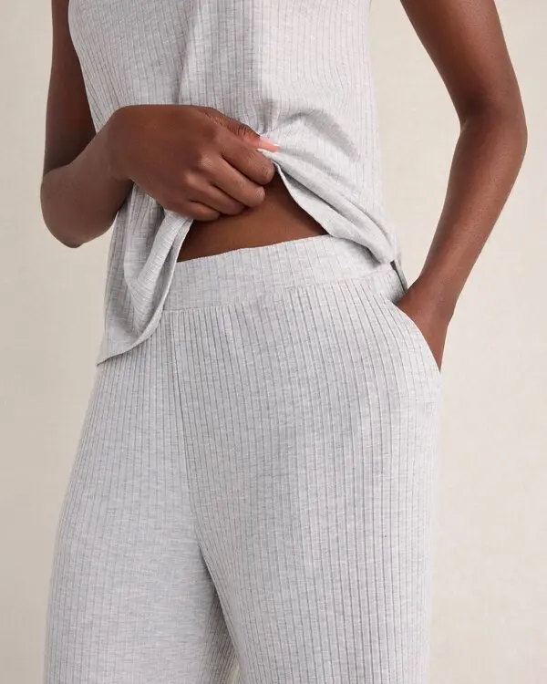 HAVEN WELL WITHIN Drapey Rib Knit Wide Leg Pants - Fawn Heather