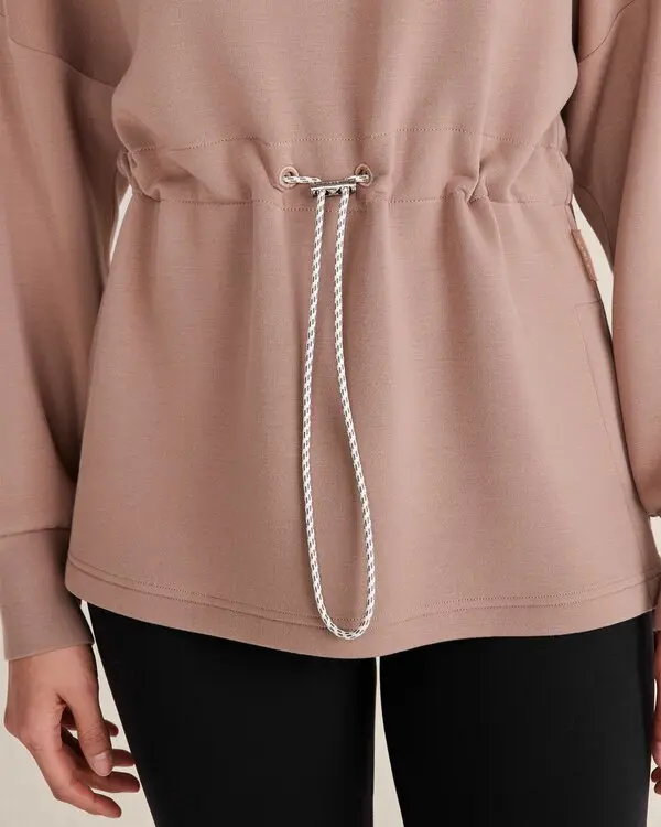Varley Cinched Waist High Neck Sweatshirt - Mushroom