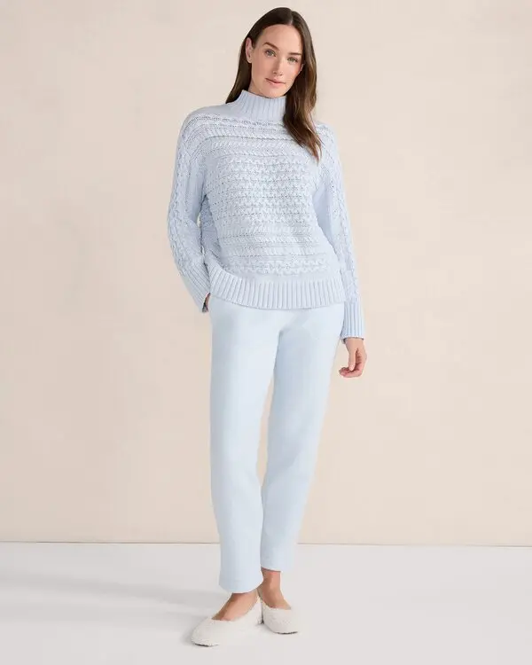 HAVEN WELL WITHIN Organic Cotton Cable Knit Funnel Neck Sweater