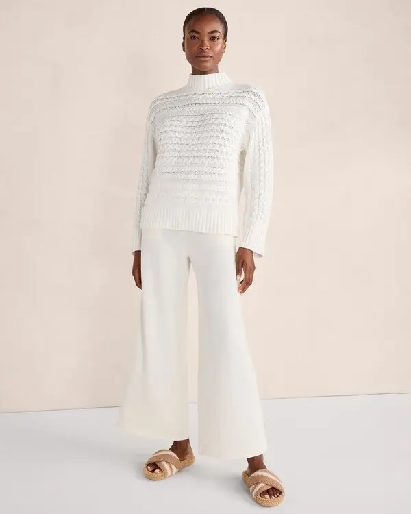 HAVEN WELL WITHIN Organic Cotton Cable Knit Funnel Neck Sweater