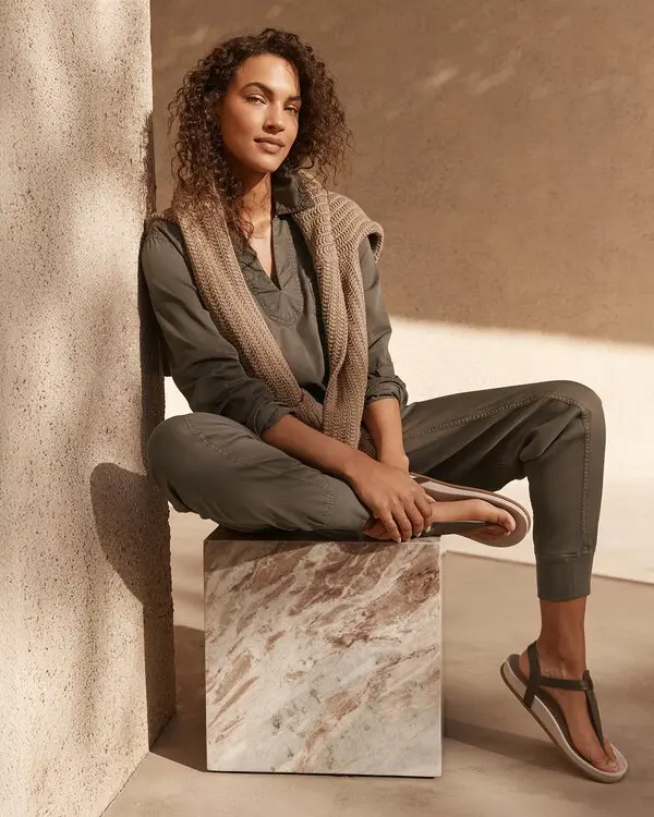 HAVEN WELL WITHIN Leather And Suede Thong Sandal - Mousse