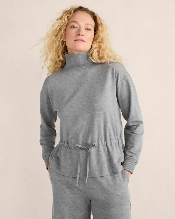 HAVEN WELL WITHIN Fleece Mockneck Top With Drawstring Waist