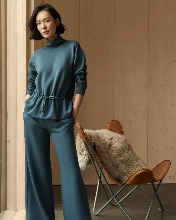 HAVEN WELL WITHIN Fleece Mockneck Top With Drawstring Waist