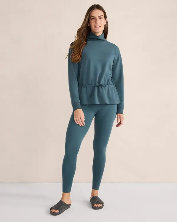HAVEN WELL WITHIN Fleece Mockneck Top With Drawstring Waist