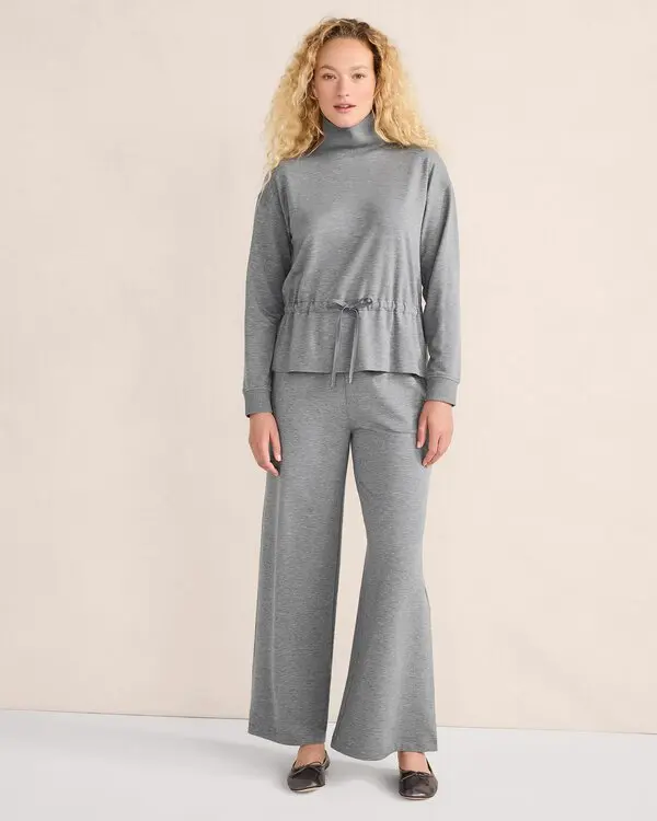 HAVEN WELL WITHIN Fleece Mockneck Top With Drawstring Waist