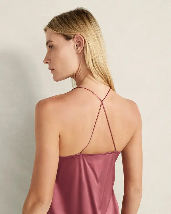 HAVEN WELL WITHIN Washable Silk Chemise With V-neck And Spaghetti Straps