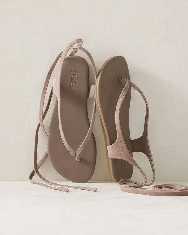 HAVEN WELL WITHIN Suede Wrap-up Thong Sandals - Mica