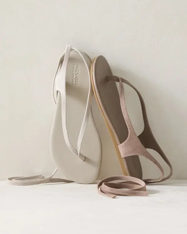 HAVEN WELL WITHIN Suede Wrap-up Thong Sandals - Mica