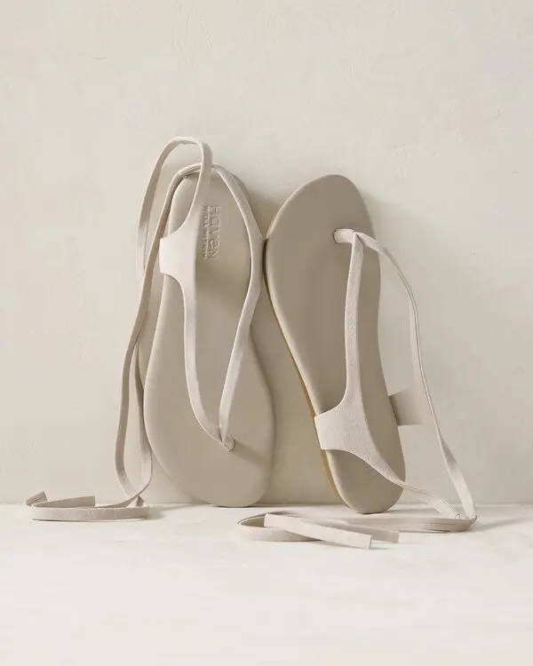HAVEN WELL WITHIN Suede Wrap-up Thong Sandals - Shiitake