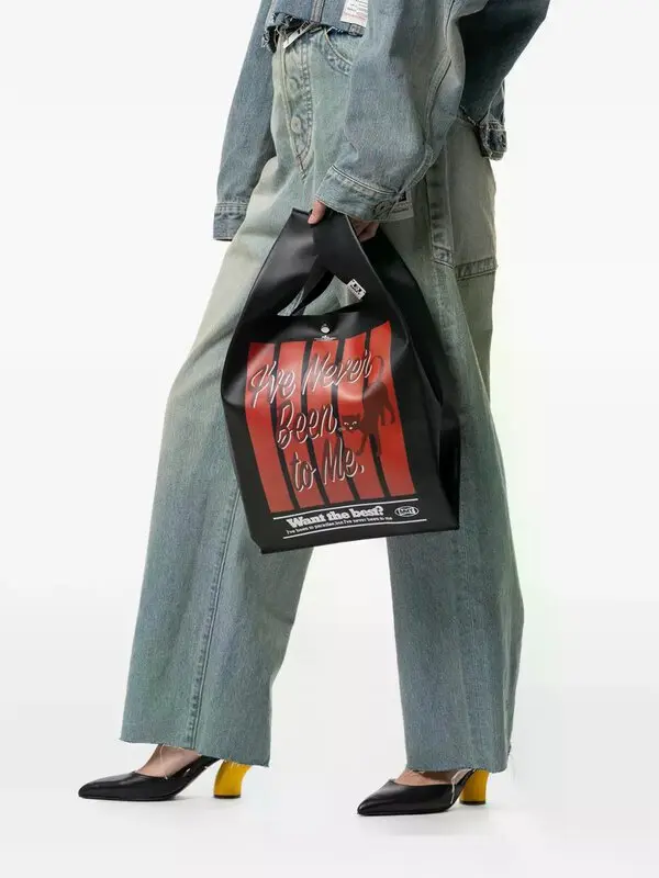 Mihara Yasuhiro Cat Print Leather Tote
