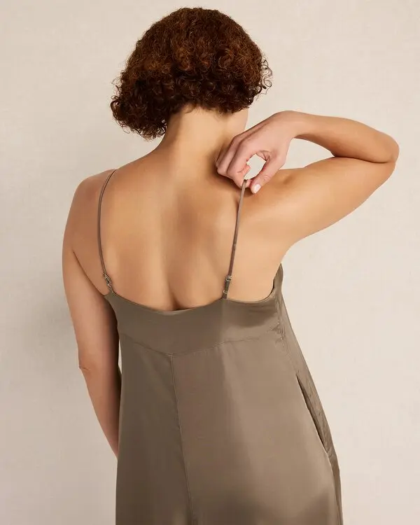 HAVEN WELL WITHIN Silky Maxi Dress With V-neck - Tomato