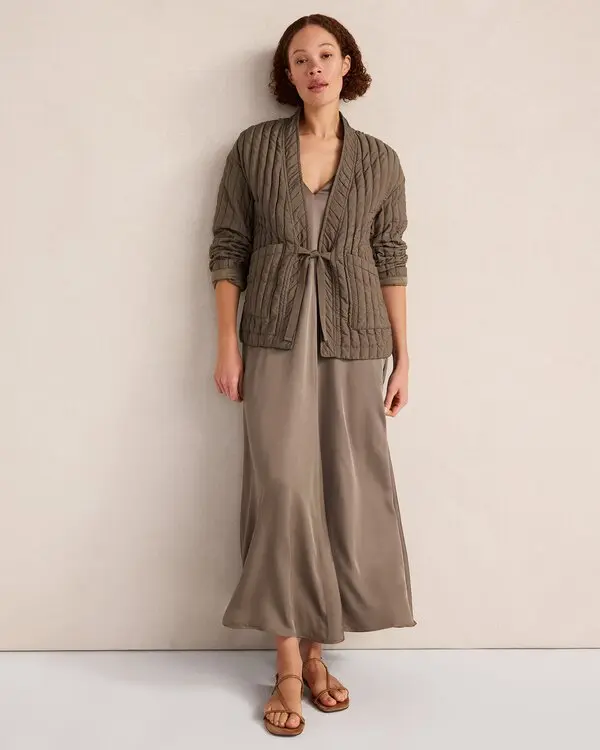 HAVEN WELL WITHIN Silky Maxi Dress With V-neck - Tomato