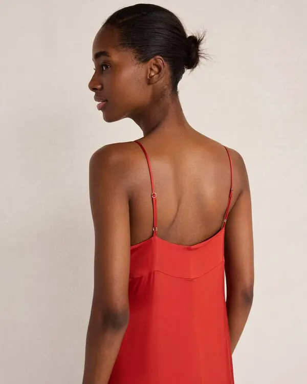HAVEN WELL WITHIN Silky Maxi Dress With V-neck - Tomato